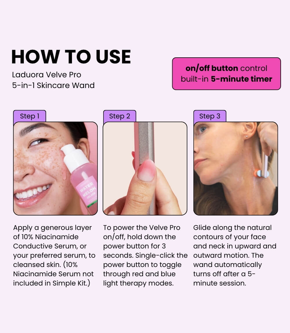 Red Light Therapy Face Wand | Laduora Velve Pro LED Skincare Wand